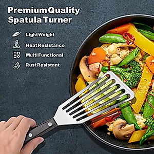 Rainspire Fish Spatula Stainless Steel for Nonstick Cookware, Slotted Fish Turner Spatula with Sloped Head Design, Metal Spatula Griddle Spatula For Flipping Delicate Food, Fish, Egg, Patties, Fries