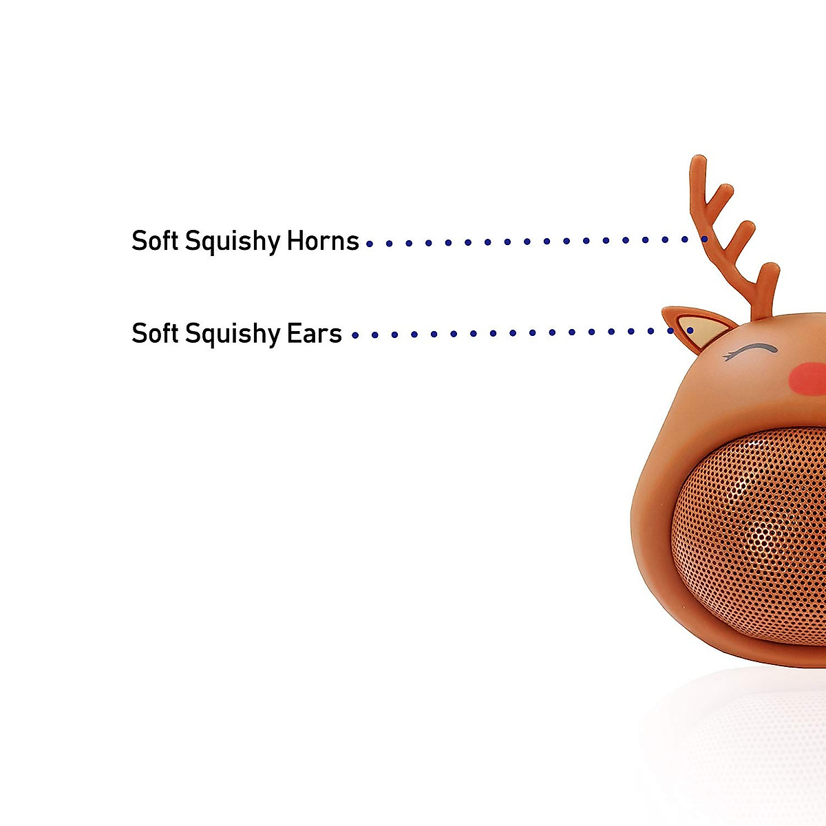 THEA Mini Portable Cute Wireless Bluetooth Reindeer Speaker with Silicone Antlers, Built in Microphone, 33 ft Connection Range,6 Hr Battery Life Travel Size, Dual Connection Feature (Brown)