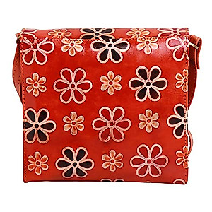 Leather Crossbody Purse for Women Small Crossover Cross Body Bag Long Over the Shoulder Sling Womens Purses and Handbags (Orange)