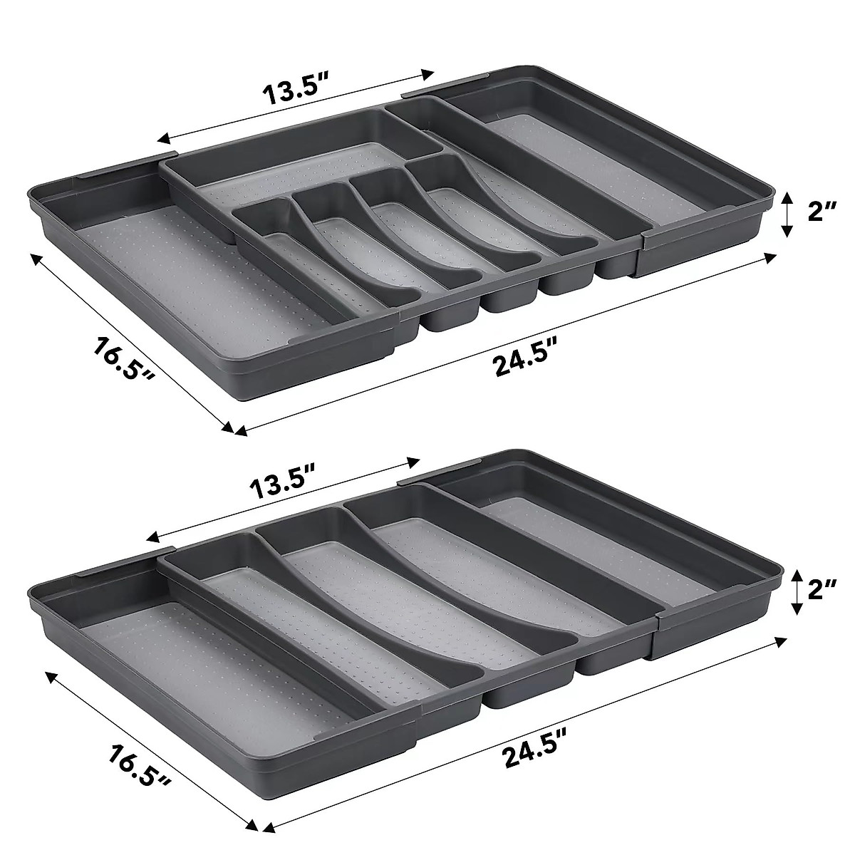 3 Pack Clear Plastic Drawer Organizer, No-Slip Cutlery Tray Utensil Organizer for Kitchen Drawers, Cosmetic Tray for Dressing Table Makeup Storage Organiser in Bedroom and Living Room 7.5" X 13"