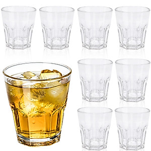 Clear Plastic Drinking Glasses, Acrylic Cups Reusable, Unbreakable Tumblers Set of 8, Drinkware Set Water Glasses for Kitchen Cocktail Picnic Party Juice Whiskey Wine, 8.5 OZ, BPA Free (Clear)