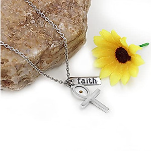 Uloveido Stainless Egyptian Ankh Cross Necklace Faith Jewerly Mustard Seed Pendant Christian Graduation Gifts Y559 (Oval Cross)