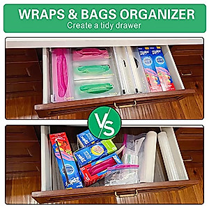 TOP4EVER Ziplock Bag Storage Organizer for Kitchen Drawer, Acrylic Storage Bag Container , Compatible with Gallon, Quart, Sandwich and Snack Bag (Slider and Ziplock Bags)
