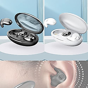 Invisible Sleep Wireless Earphone Ipx5 Waterproof, 2023 New Mini Hidden Earbud in-Ear Headphones, Wireless Bluetooth 5.3 Touch Control Headphones Sleep Noise Cancelling Earbuds (A_Black+White)
