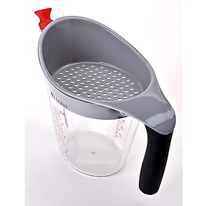 Bellemain 4-Cup Fat Separator/Measuring Cup with Strainer & Fat Stopper / 1 Liter Capacity