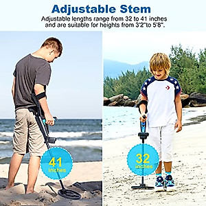 KENTOKTOOL Metal Detector for Kids with 8'' Waterproof Coil, 32-41 inches Adjustable Stem Kids Metal Detector, Lightweight and High Accuracy Gold Detector with DSP Chip