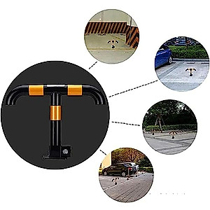 Parking Barrier Post Safety Bollard T-Shaped Heavy Duty Car Parking Space Lock Bollard Folding Lane Parking Barriers Security Posts for Private, Business, with Screws & Key (Color : Yellow, Size : 5