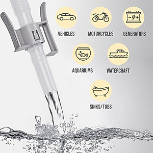 DEWAY Automatic Fuel Transfer Pump - 3X More Powerful D Battery Powered, Extra Long Hose Fits All Size Cans, Portable Liquid Pump Transfers Gasoline, Water & More at 2.3 Gal/Minute