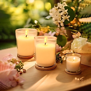 Set of 4 White Votive Candles, Clear Glass Filled Unscented Soy Wax Candle for Home Décor Weddings Spa Holidays Party and DIY