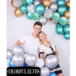 COLORFUL ELVES 12 Inch 100 Pcs Latex Metallic Chrome Balloons Helium Shiny Thicken Balloons Party Decoration (Silver)