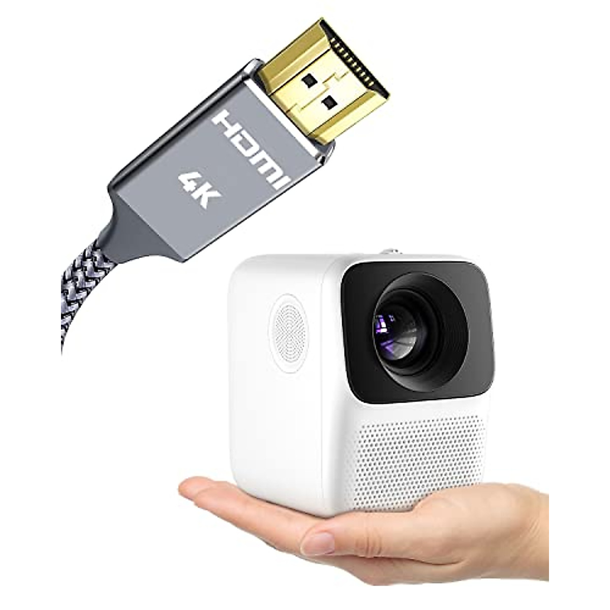Ultra Compact Portable Projector & 4K HDMI Cable 6.6ft