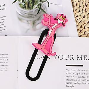 Pink Pan_Ther Bookmarks for Kids 3D Non-Slip Anime Cartoon Bookmark Page Holder Unique Gift Idea Anime PVC Book Marker Reading Accessories for 100th Day of School Gift,Book Lovers,Students,Christmas