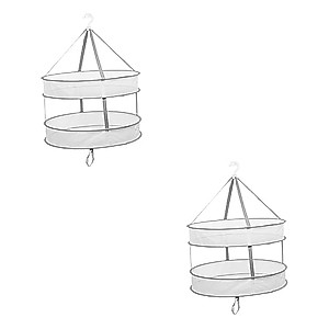 Alipis 2pcs Double Clothes Basket Collapsible Laundry Drying Rack c fold Towels Foldable Laundry Rack Towels Drying Hanger Underwear Drying Hanger Foldable Cloth Dryer Towels Drying net