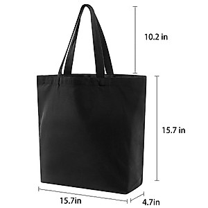 2 Pcs Black Reusable Large Canvas Tote Bags, Blank Multi-purpose Canvas Bags, Suitable for DIY Project, Grocery Bags, Shopping Bags, Book Bags, Gift Bags. Cotton bags. (Size: 15.7''x15.7''x4.7'')