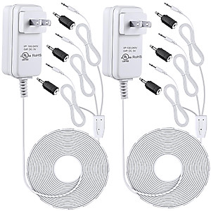 Sumind 2 Pack AC DC Power Adapter Compatible with Department 56 Village Accessories, 3V Power Cord, 3 Black Selectable Plugs for Christmas Halloween Village House Lantern Street Lamp Accessories