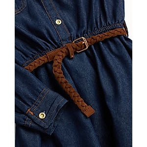 dollhouse Girls' Denim Casual Dress - Long Sleeve Jean Dress for Girls - Winter Holiday Dresses for Girls (7-16), Size 10-12, Dark