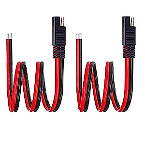 OUQYLG SAE Connector Cable Plug SAE Extension Cable 2 Pin SAE Single Plug Quick Connector Disconnect Plug SAE Automotive Extension Cable for Motorcycle, Car, Tractor - 1ft/30cm (10 AWG-2 Pack)