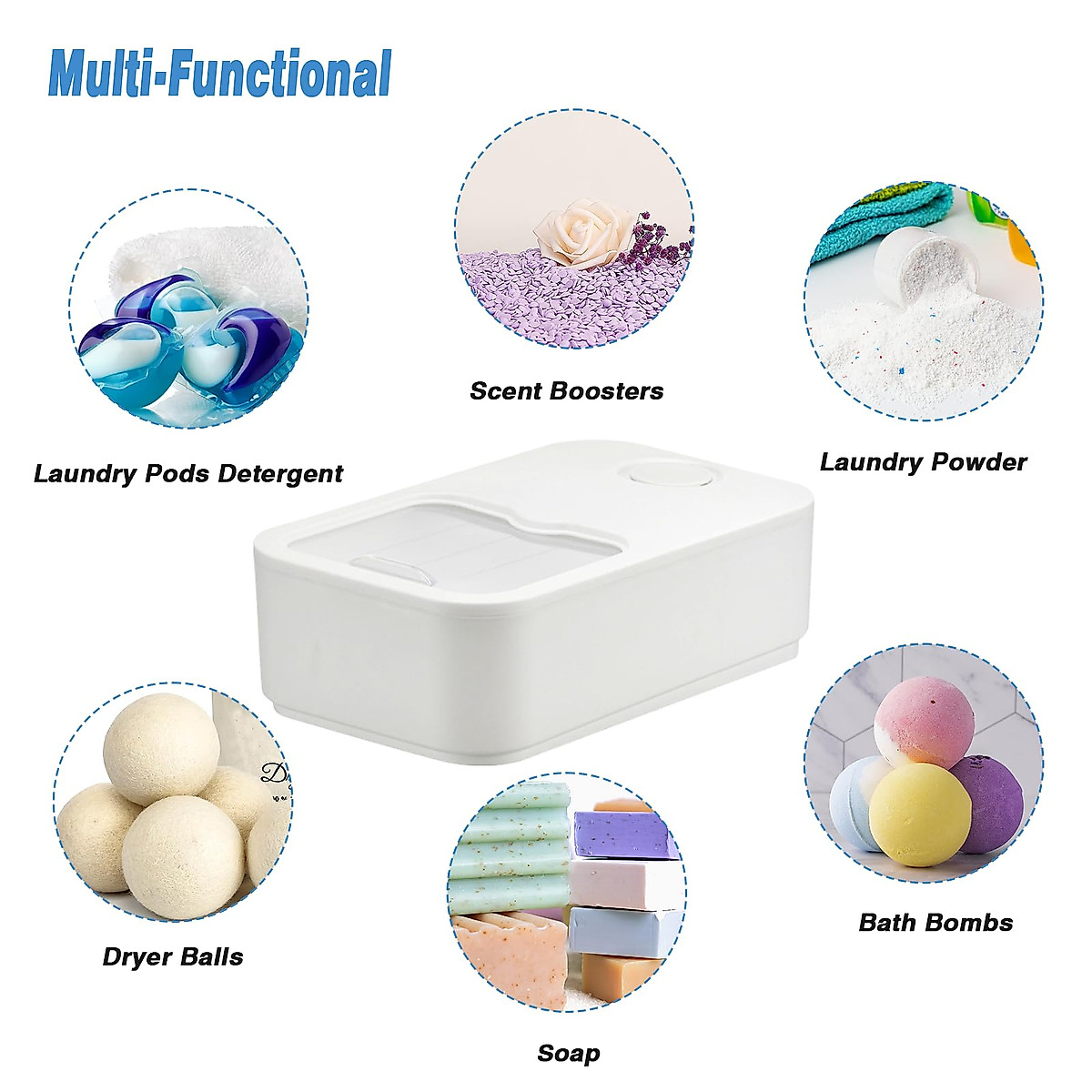 Gnjoyxuan Laundry Pods Container, Laundry Detergent Dispenser with Sliding Lid, Dishwasher Pod Container Holder for Laundry Organization and Storage, Large