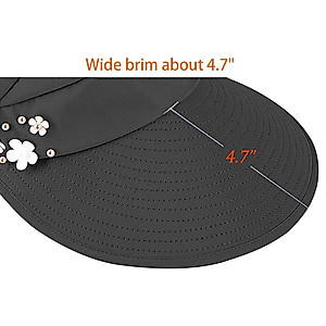 HINDAWI Sun Hats for Women Wide Brim Sun Hat UV Protection Caps Floppy Beach Packable Visor (Grey)