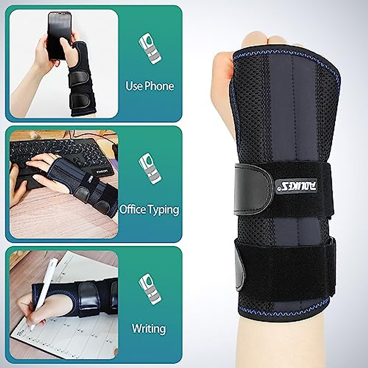CosySun Carpal Tunnel Wrist Brace Right Hand Left Hand Wrist Compression Sleeve Night Wrist Sleep Support for Men Women Adjustable Wrist Splint Arm Compression Hand Support for Injuries Forearm Wrist Pain Sprain Sports Left L 1 Pack