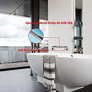 12 Inch Stainless Steel Chrome Shower Grab Bar, ZUEXT Bathroom Balance Bar, Safety Hand Rail Support, Handicap Elderly Injury Senior Bath Assist Handle