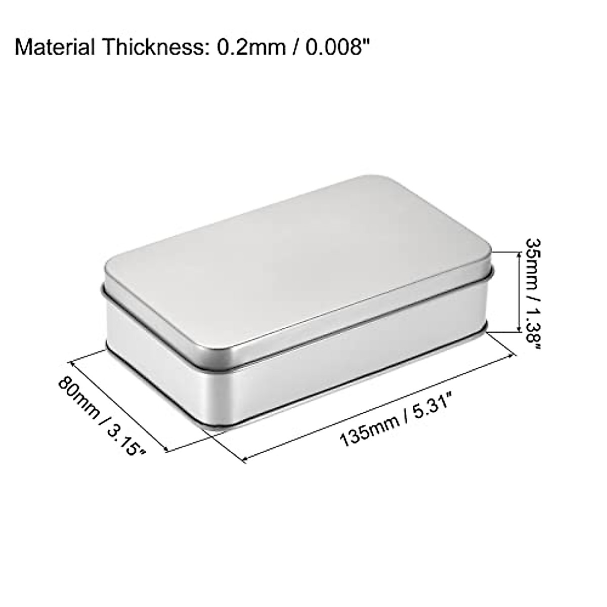 uxcell Metal Tin Box, 3pcs 5.31" x 3.15" x 1.38" Rectangular Empty Tinplate Containers with Lids, Silver Tone, for Home Organizer, Candles, Gifts, Car Keys, Crafts Storage