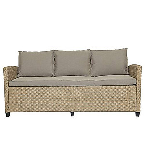 HHOK 6 Pieces Patio Furniture, Outdoor Sectional Sofa PE Rattan Table, Chair and Stools for Porch Lawn Garden Backyard, K-Brown Wicker Conversation Sets