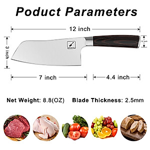 imarku 7-inch Sharp Chef Knife, Japanese SUS440A Stainless Steel Cleaver Knife Butcher Knife with Pakkawood Handle - Vegetable Knife Kitchen Knife in Gift Box