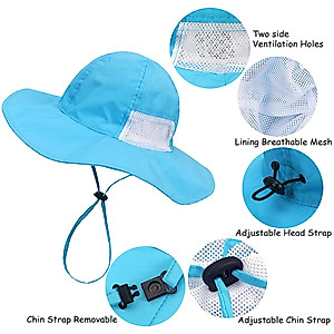 Baby Sun Hat Boys Girls Bucket Hat Sun UPF 50+ Protection Hats Wide Brim Kid Beach Summer Cap (Blue, 4~10Years)
