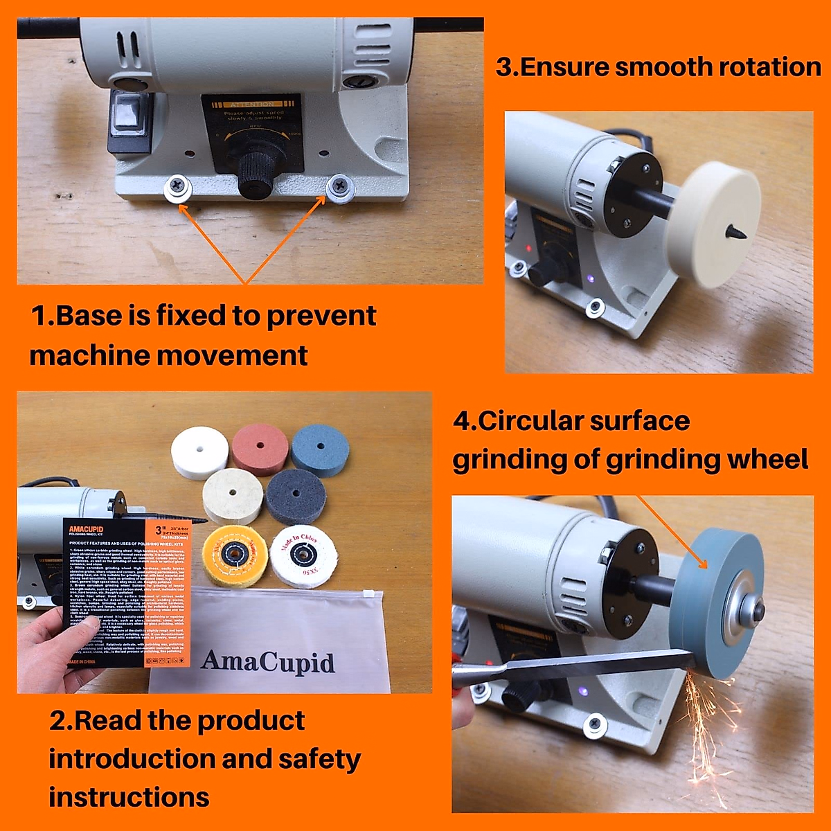 Amacupid Buffing Wheel Kits 3 inch (7 Pieces). for Mini Bench Grinder Electric Dril. Sharpening Knives Rust Removal Polishing.for Home DIY Grinding Polishing. Valentine Father's Day Gifts