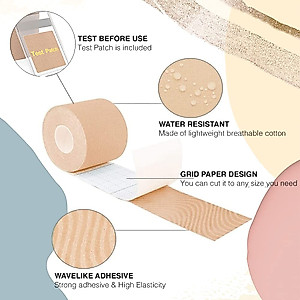 Comfordent Kinesiology Tape for Face & Neck Lift - Non-Invasive Wrinkle Remover - Anti-Wrinkle Myofascial Release - V-line Chin Skin Lifting Sticker Sleep Strip Patch Roll (Beige)