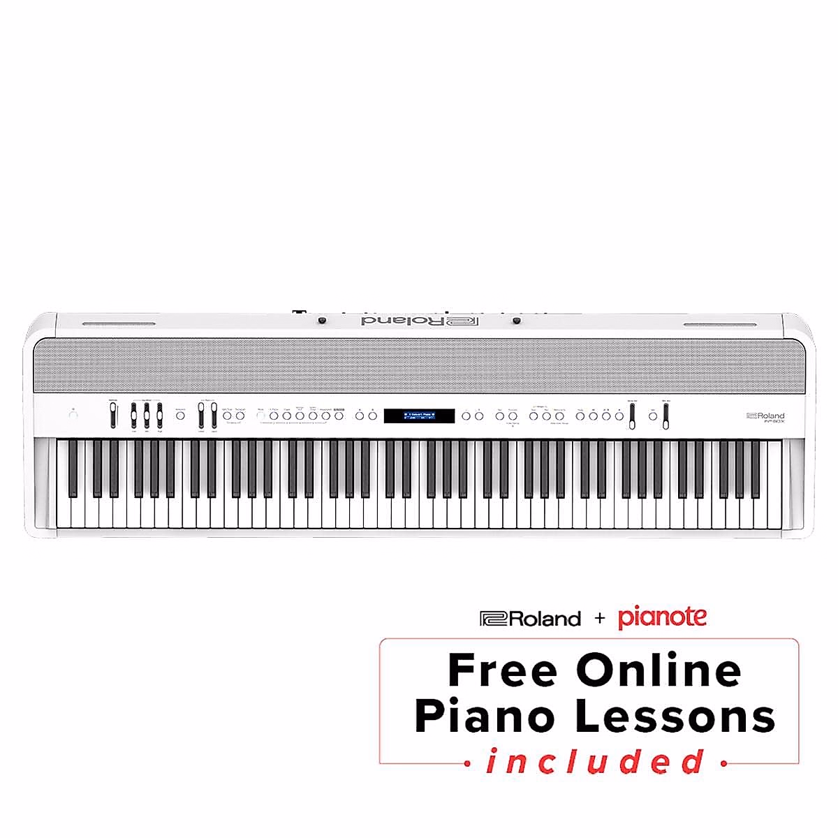 Roland FP-90X 88-Key Portable Digital Piano, White Bundle with Stand, Bench, Sustain Pedal, Studio Monitor Headphones