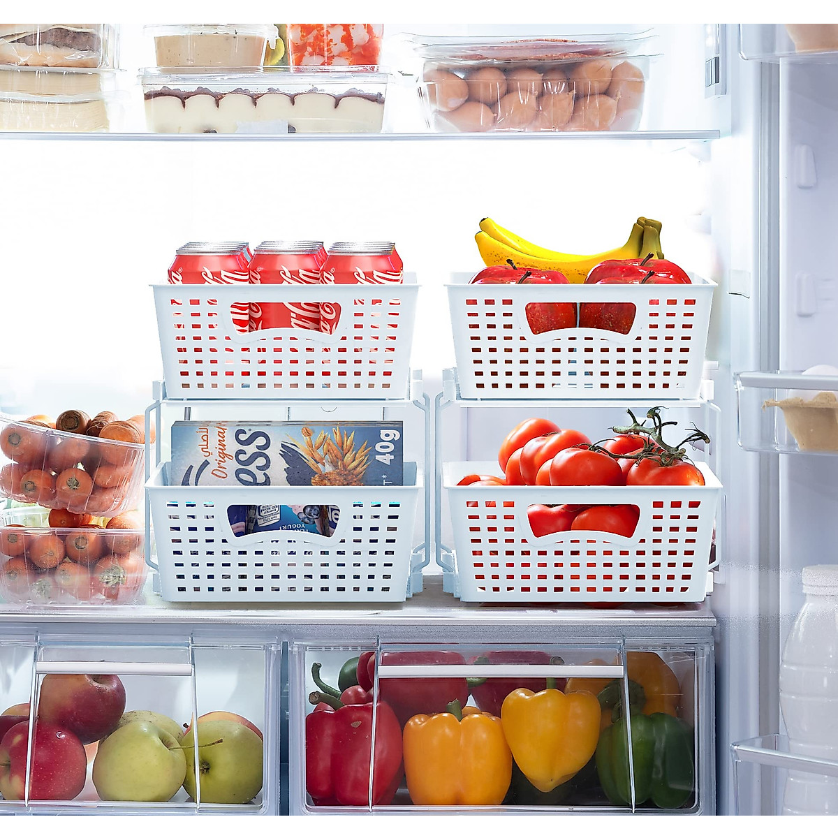 Simple Houseware 2 Tier Bathroom Organizer Tray Pull-Out Sliding Drawer/Under-Sink Storage, White