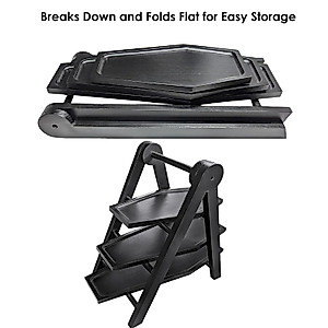 Gothic Home Decor - Wooden Black 3 Tiered Coffin Tray for Goth Kitchen Veggies Fruits, Goth Party Wedding Dessert Cupcake Stand, Afternoon Tea Coffin Shelf