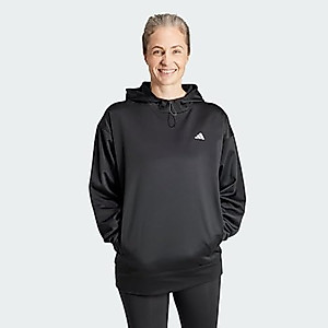 adidas Women's Aeroready Game and Go Fleece Hoodie, Black/White, Medium