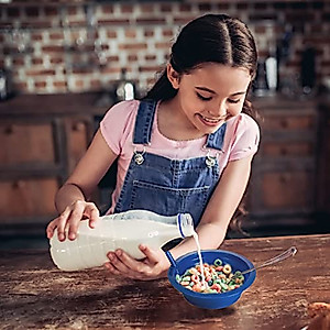 Cereal Bowls with Straws for Kids - (Set of 6 - 20-Ounce Bowls) BPA-Free Plastic Reusable Bowls with Built-In Straws for Children & Toddlers, Dishwasher and Microwave Safe, Includes 3 Cleaning Brushes