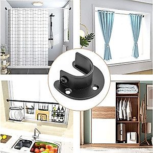 Brackets, U Shaped, 2 Packs Heavy Duty Metal Steel Closet Pole Socket Set 1-1/2", Black