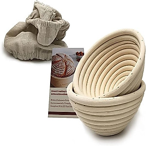 OURVER 5 Inch Round Bread Proofing Basket Sourdough Leavened Rattan Bowl for Artisan Bread Home Baking 2-Pack