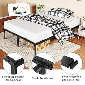 NEWBULIG 14 inch Queen Size Bed Frame, Heavy Duty Platform Bed Frames with Under Bed Storage Space Easy Assembly, No Box Spring Needed, Sturdy Steel Slat Support