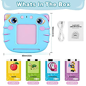 Learning Toys for Toddler 2-6 Year Old, Talking Flash Cards Machine with 112 Flash Cards, 224 Sight Words, Speech Therapy Toys, Autism Toys Gifts for Toddler Stocking Stuffers Gifts for Kids, Blue