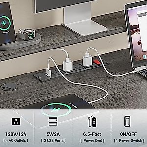 SEDETA L Shaped Desk, 66" Home Office Desk with File Drawer & Power Outlet, Gaming Desk with Led Lights, Corner Computer Desk with Monitor Shelf, Printer Storage Shelves, Two Person Desk, Grey