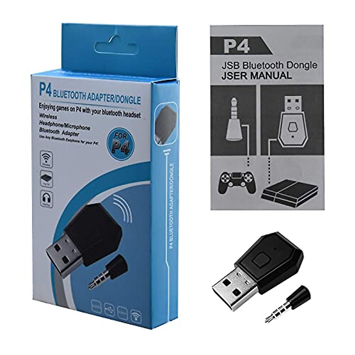 Bluetooth Adapter with Microphone for PS4 /PS5 HLRAO,USB Adapter Mini USB 4.0 Bluetooth Adapter/Dongle Receiver and Transmitters Dongle Bluetooth Compatible with Playstation Support A2DP HFP HSP.