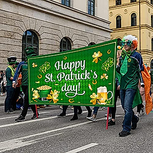 Happy St. Patrick's Day Backdrop Irish Luck Day Green Shamrock Photograpgy Backdrop Gold Coins Pot Photography Background for Children Adults Birthday Party Decor Backdrop (7x5FT: 84x60 inch)