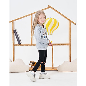 Axumity Toddler Girl Clothes Cat Print Pullover Sweatshirt + Leopard Print Pant 2-Piece Kid Girl Fall Winter Pants Set(4-5T)