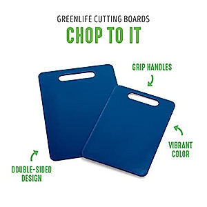 GreenLife 2 Piece Cutting Board Kitchen Set, 8" x 12" and 10" x 14" set, Dishwasher Safe, Extra Durable, Blue
