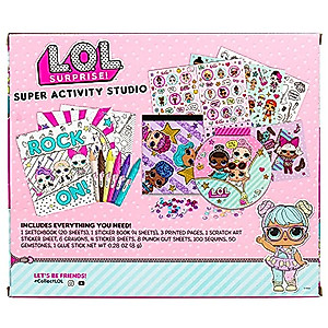 L.O.L. Surprise Super Activity Set Studio by Horizon Group USA, Sketch & Create with Stickers & Gemstones, Multicolor