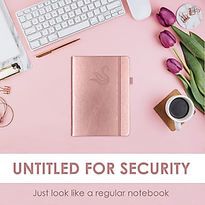 Elegant Password Book with Alphabetical Tabs - Hardcover Password Book for Internet Website Address Login - 5.2" x 7.6" Password Keeper and Organizer w/Notes Section & Back Pocket (Rose Gold)
