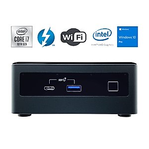 Intel PC NUC NUC10i7FNHN Mini PC/HTPC - 10th Gen 6-Core i7-10710U up to 4.70 GHz CPU, 32GB DDR4 RAM, 1TB SSD, Wi-Fi + Bluetooth, UHD Graphics, 4K Support, Windows 10 Pro, Intel NUC NUC10i7FNHN