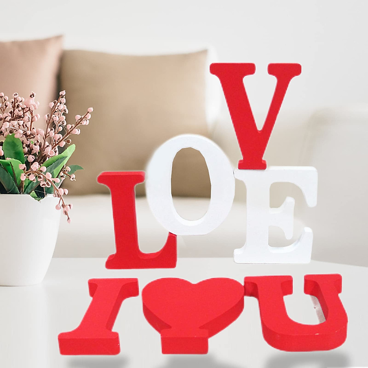 AOCEAN 6 Inch White Wood Letters - Unfinished Wood Letters for Wall Christmas Decor Standing Letters Slices Sign Board Decoration for Xmas Home Party Projects (K)