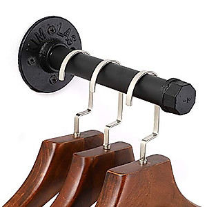 Sumnacon 2 Pcs 7.7 Inch Industrial Pipe Clothes Bar - Heavy Duty Rustic Metal Coat Hanger with Screws, Wall-Mounted Garment Holder Rack for Bedroom/Bathroom/Cabinet/Boutique/Clothing Store, Black